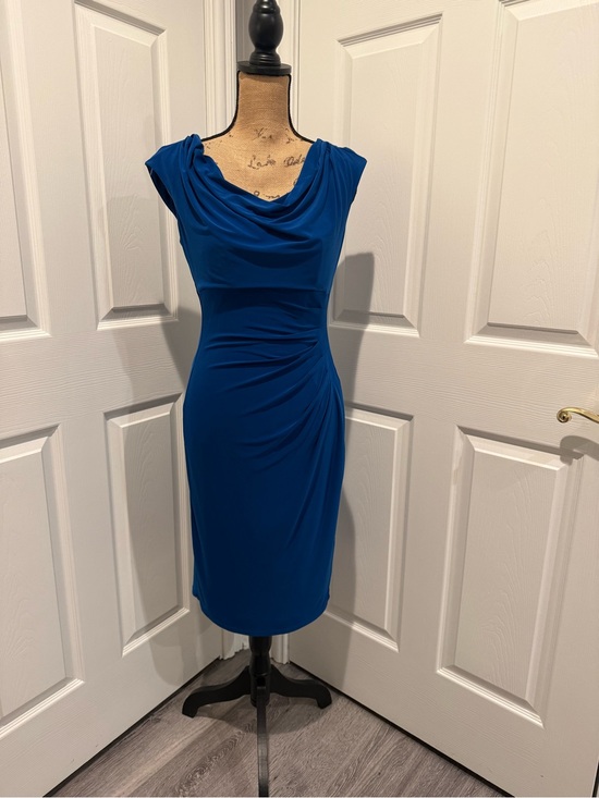 Ralph Lauren | Dresses | Ralph Lauren Womens Royal Blue Cowl Neck Midi ...